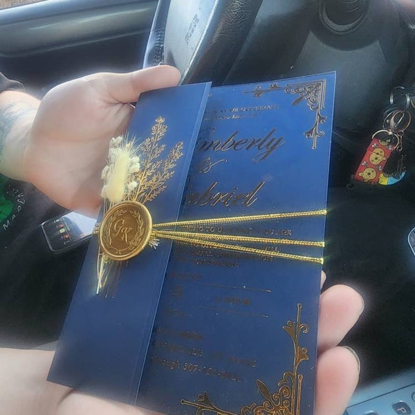 Acrylic Wedding Invitation - Quinceanera Invitation, Elegant Black ...