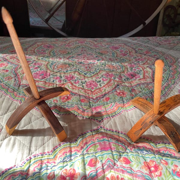 Handmade Support Spindles and Drop Spindles. Hand Dyed Corriedale Wool ...