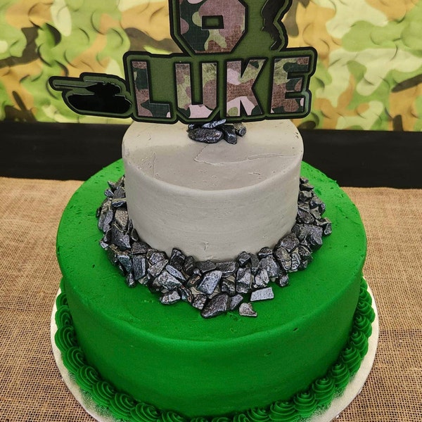 Camo Cake Topper, Camo Birthday, Camo Theme, Camo Party, Military Cake ...