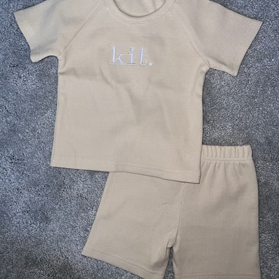 Summer Personalised Child Ribbed Sets Embroidered Kids Sets ...