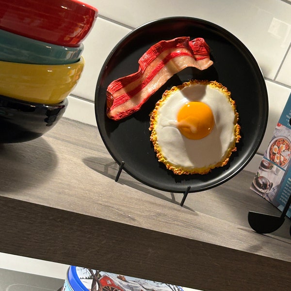 Bacon Fried Egg Sculpture - Food Sculpture - Clay Bacon Art - Food Art ...