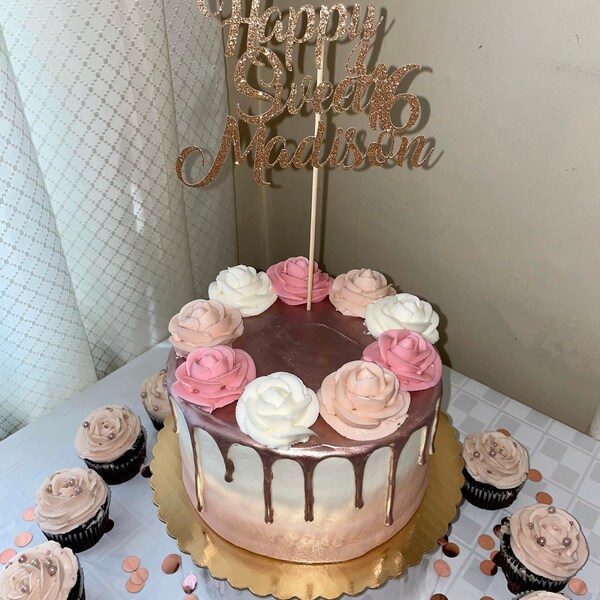 Sweet 16 Cake Topper, Sweet 16 Party Decorations, Personalized 16th ...