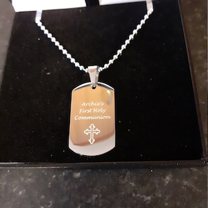 Engraved Cross Necklace Personalised Christening Jewellery | Etsy