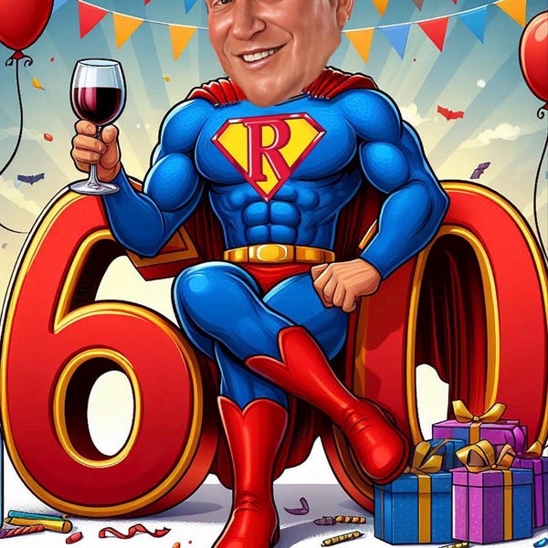 CUSTOM 60th BIRTHDAY Extra Special Day Caricature Photo to Cartoon ...