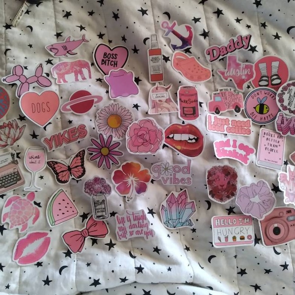 10-50 Pink Themed Stickers - Etsy