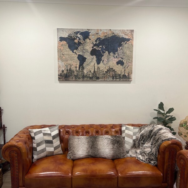 Large Abstract Art on Canvas World Map Wall Art Old World Map Canvas ...