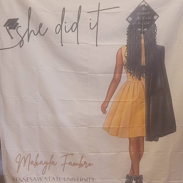 Custom Graduation Girl Backdrop: Personalized Photo Booth Banner - Etsy