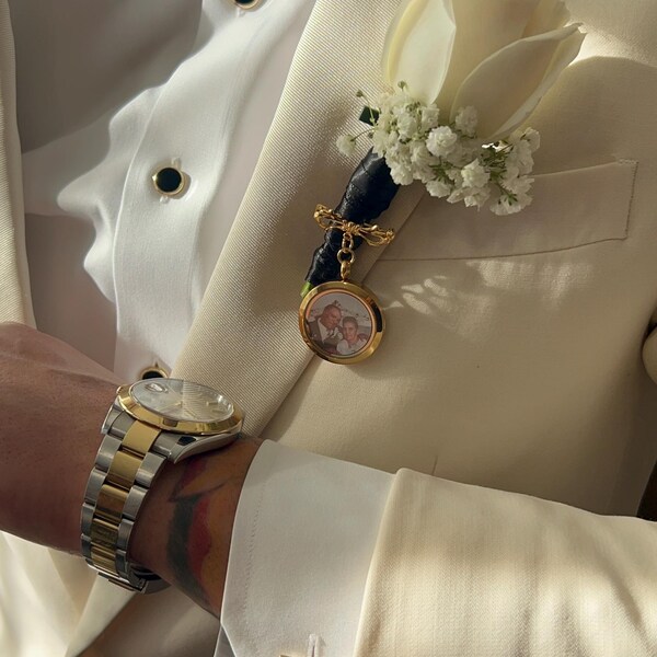 Groom Gift Wedding Lapel Pin Custom Photo Lapel Pin Boutonniere Photo ...