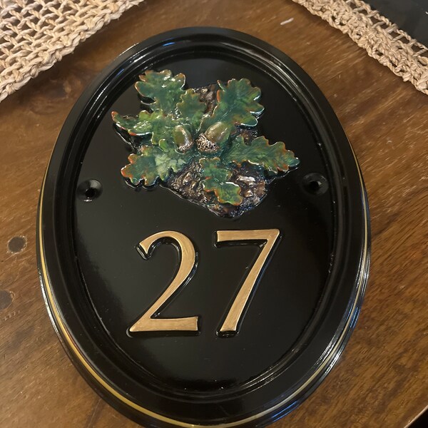 Personalised Solid Cast Resin House Name Sign Woodland Bouquet ...