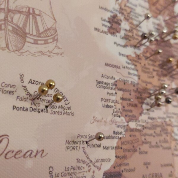 Personalized Travel World Map Vintage Notice Board Home Decor Handmade ...