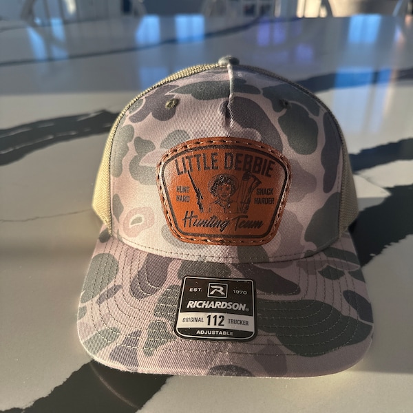 Leather Patch Fishing Hat With Fishing Poles | Richardson 112 Trucker Hat | Leather Patch Hat - Etsy