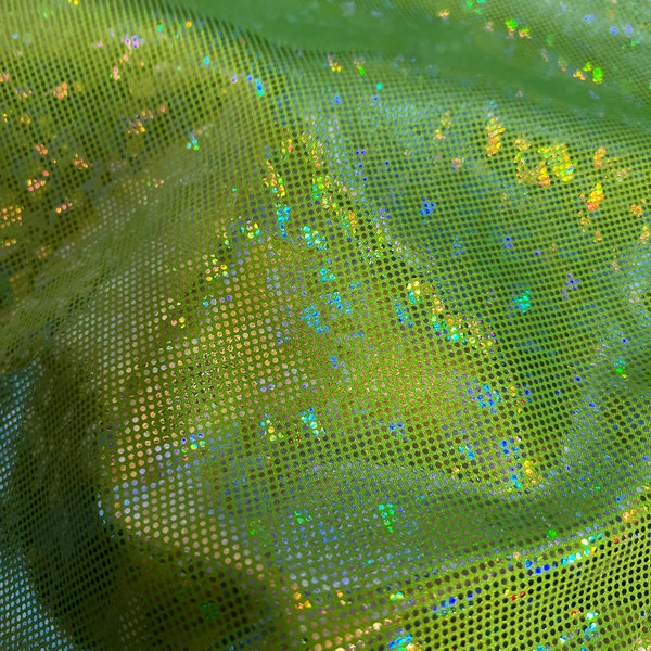 Shattered Glass Hologram Spandex Lime Green Fabric ...dance...cheer ...
