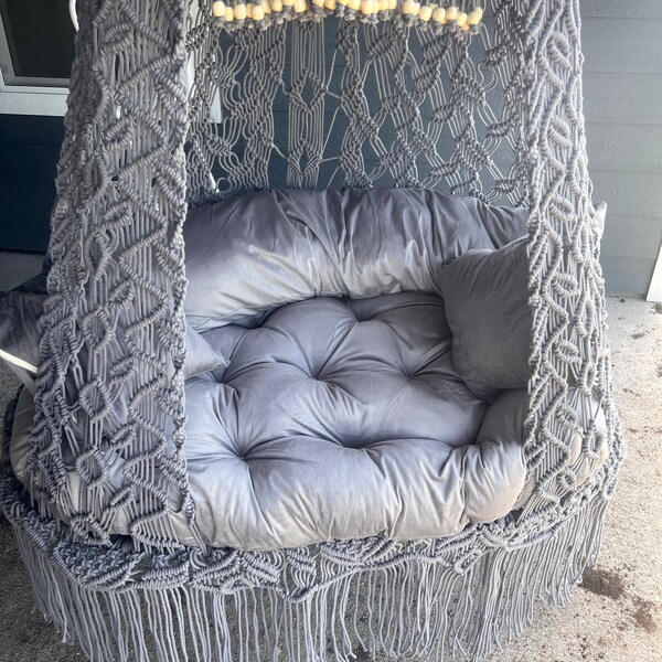 Macrame Double Seat Swing, Macrame Swing Chair, Macrame Bed, Hammock Swing, Hanging Bed Macrame ...