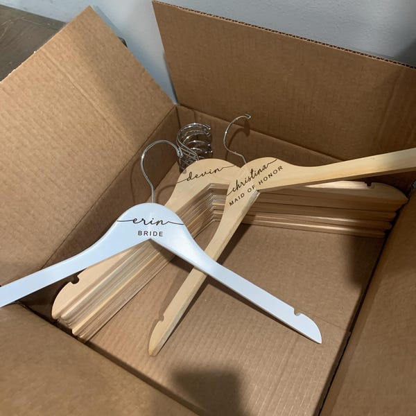 Personalized Bridesmaid Hangers - Wedding Hanger - Wooden Engraved ...