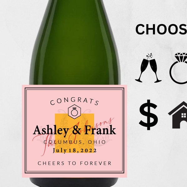 Custom Champagne Label, Personalized Champagne Bottle Label for ...
