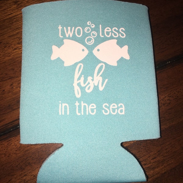 Personalized Wedding Can Coolers: Two Less Fish in the Sea Favors D176D ...