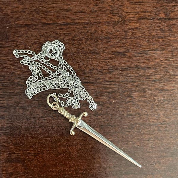 Sword Charm Necklace, Sterling Silver Sword Necklace, Sword Pendant ...