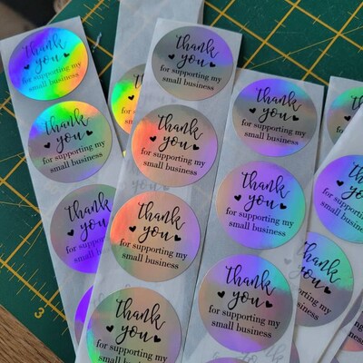 1.5 Inch Large Thank You Stickers Holographic Foil Business Stickers ...