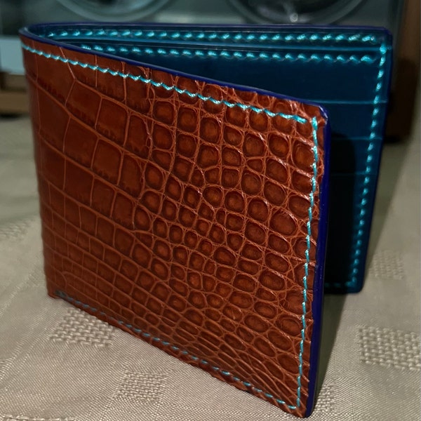 Handmade Alligator Leather Wallet, Bifold Wallet, Full Grain Leather ...