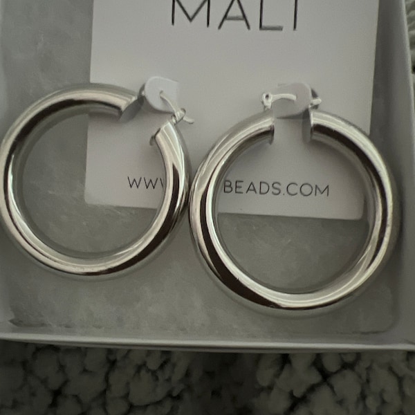 Large Silver Hoop Earrings,chunky Hoop Earrings,big Hoops,donut Hoops,lightweight Hoops ...