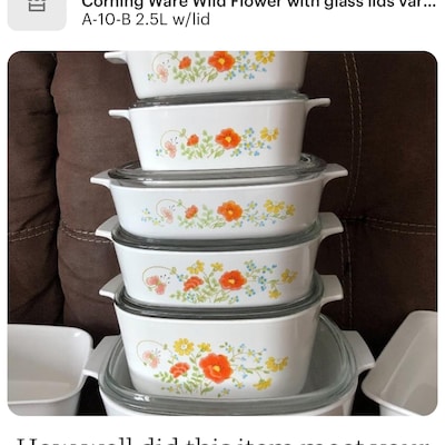 Corningware Blue Corn Flower Pattern Casserole Baking Dishes Mini to ...