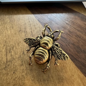 Huge Gold Bee Pin, Gold Honeybee Pin Brooch, Antiqued Gold Bee Pin, Big ...