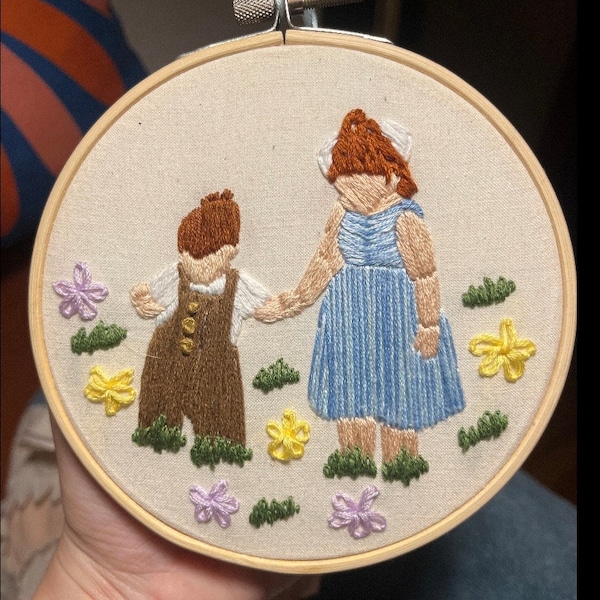 Custom Minimalist Portrait Embroidery | Fine Line | Family Portrait ...