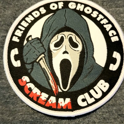 PATCH SCREAM / GHOSTFACE Fan Club Badge woven Horror Movie Ghost Face ...