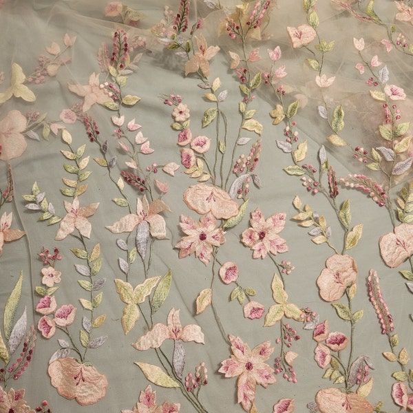 Ls98/embroidery Mix-color Veil/ Flower Veil/ 1 Tier Veil/ Bridal Veil ...