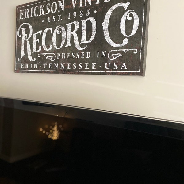 Record Label Company Sign Personalized Family Name Vinyl Turntable ...