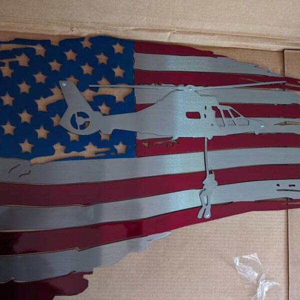 Simple US Flag Metal Sign Cutout Striking Black USA Flag Powder Coated ...