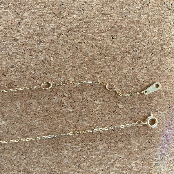 14K Solid Gold Necklace, Thin Chain, Tiny Thin Pendant, 14K Yellow Gold ...
