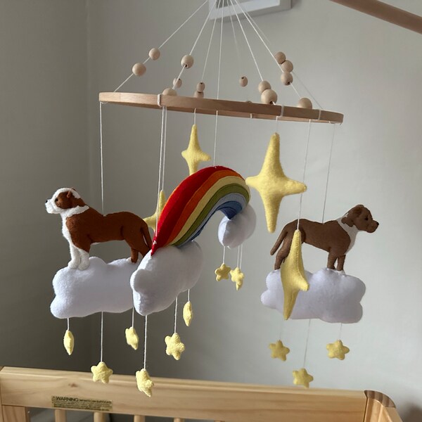 Dog Baby Mobile Felt Nursery Decor, Hanging Mobile Dog Baby Boy Girl ...