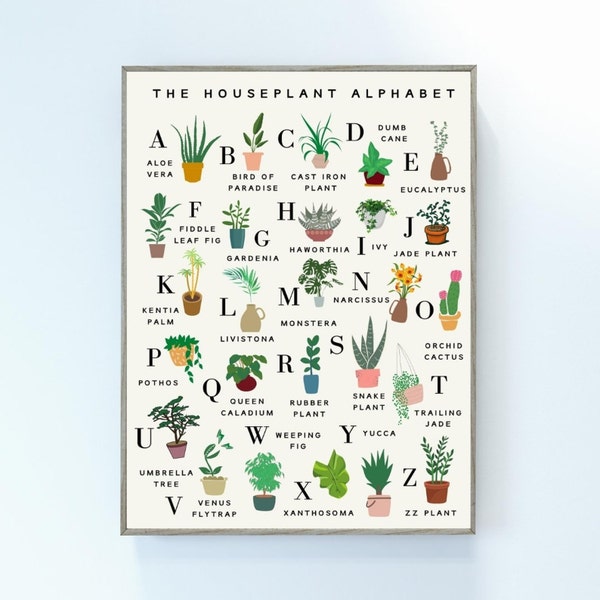 Houseplant Alphabet Print | Flowers/succulent/indoor Houseplant/tree ...