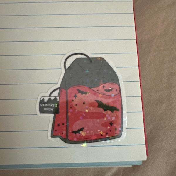 Halloween Sticker | Vampire Brew Tea Bag Holographic Sticker ...