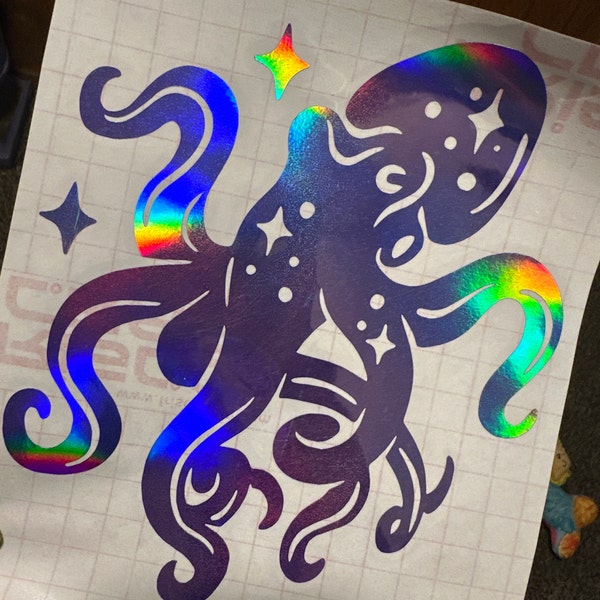 Galactic Octopus Decal Holographic Sticker Waterproof Indoor Outdoor ...
