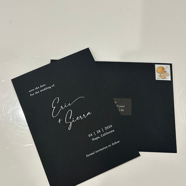 Classic Black Wedding Invitations | Minimal Sleek Invitation Set ...