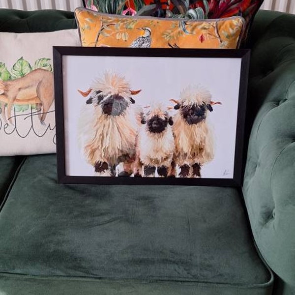 Valais Blacknose Sheep Painting - Valais Blacknose Sheep Art Print ...