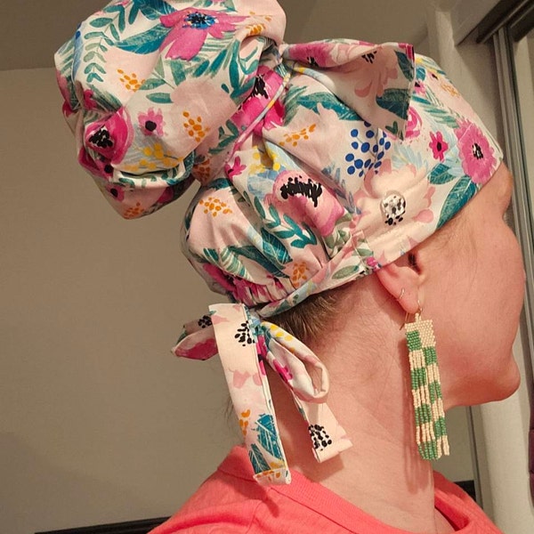 High Bun, With Satin Lined,scrub Caps, Surgical Cap , Nurses Caps, High ...
