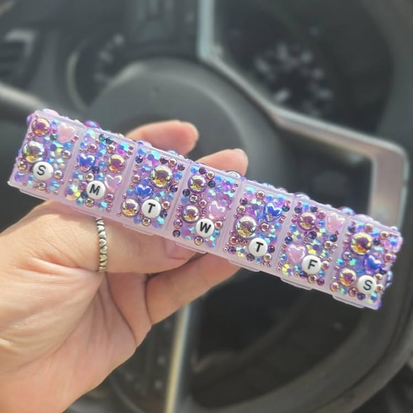 Custom Bedazzled Pill Case | 7-day Travel Organizer - Etsy