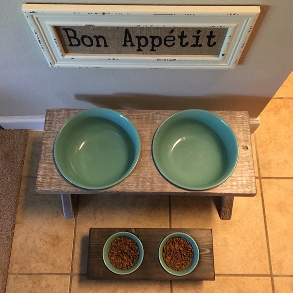 Dog Bowl, Raised Small Cat Bowl or Dog Bowl Dish, Farm Table, Elevated ...