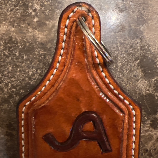 Handmade Leather Ear Tag Key Chains Personalized With Your Initials or ...