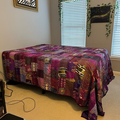 Bohemian Patchwork Quilt Kantha Quilt Handmade Vintage Quilts Boho King ...