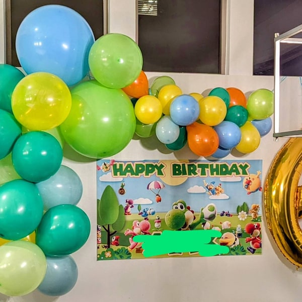 Yoshi Birthday Banner, Yoshi Birthday Banner, Yoshi Birthday, Yoshi ...
