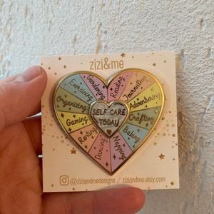 Beautiful Hard Enamel Spinning Heart Pin With a Self Care Message ...