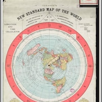 Flat Earth Map. 1892 Gleason's New Standard Map of the World Large 24 X ...