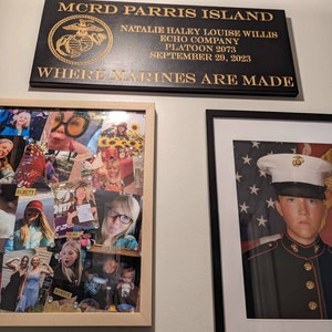 USMC Personalized Gift Wood Display Stand for Knife and Challenge Coin ...