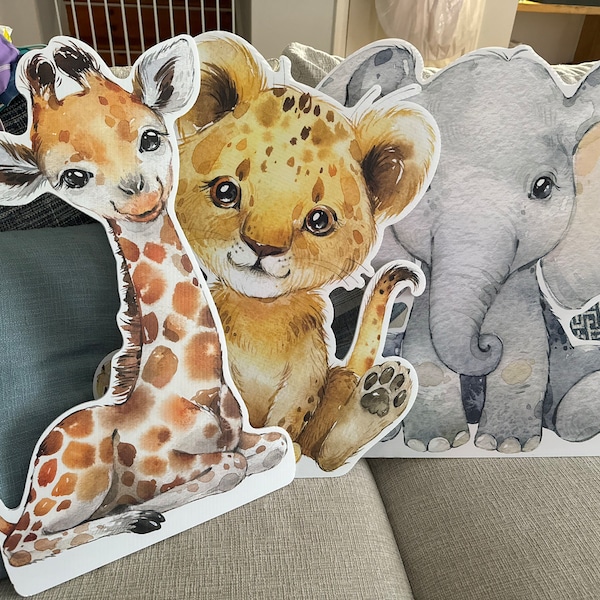 Baby Safari Animals Cutout Cardboard Backdrop | Birthday Sign Yard ...