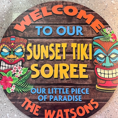 Personalized Tiki Bar Round Wood Sign Tiki Bar Tiki Hut Tiki Lounge ...