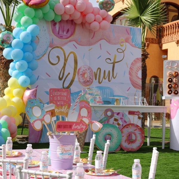 Donut Backdrop, Donut Grow up Banner, Donut Birthday Sign, Background ...